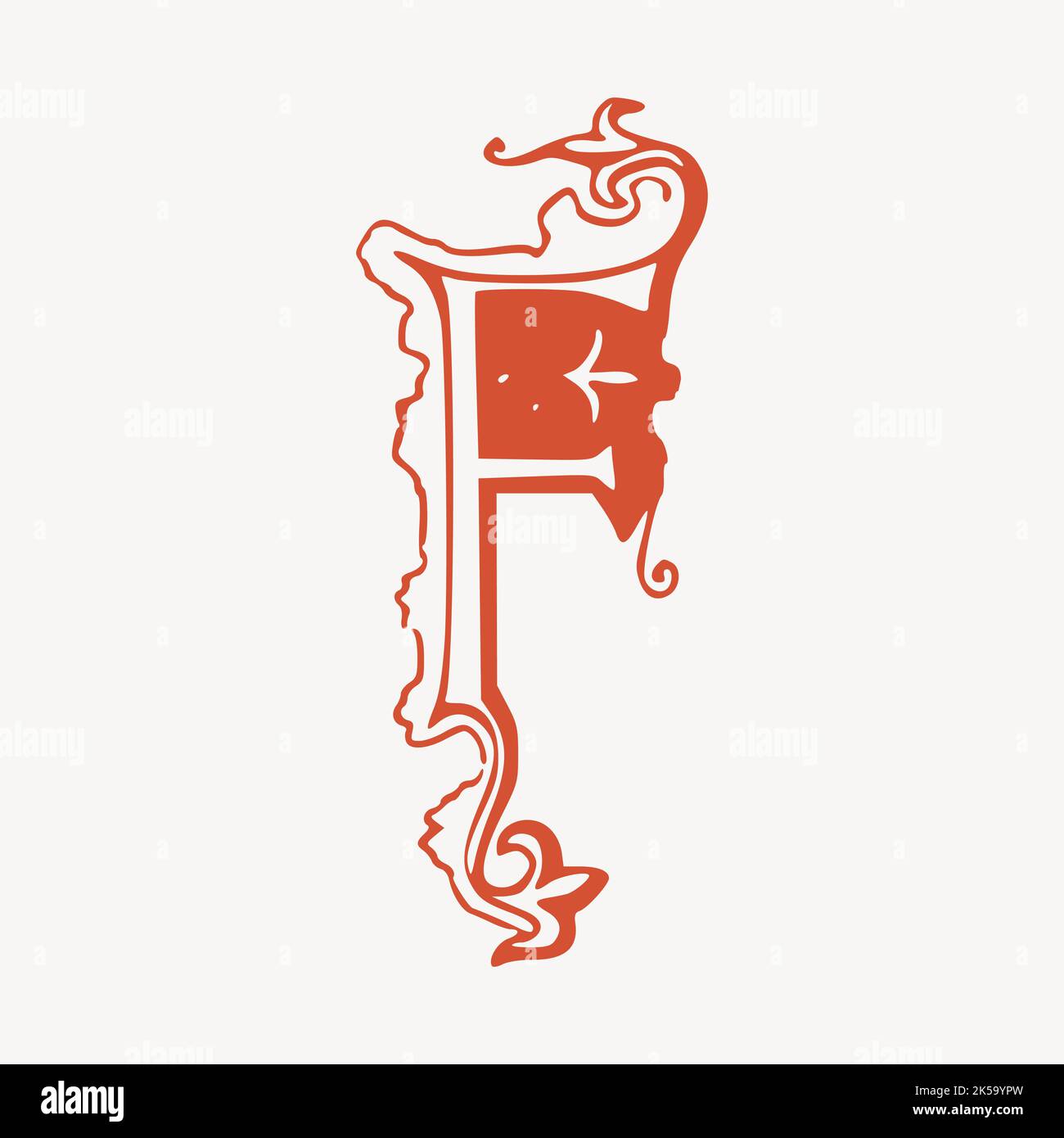 F letter clipart, vintage hand drawn vector Stock Vector Image & Art ...