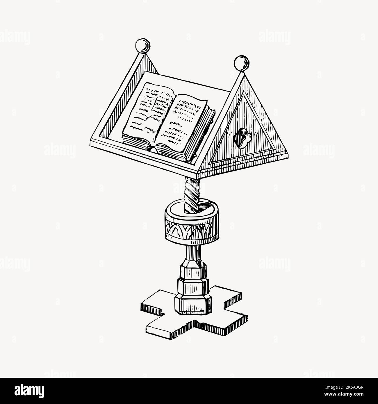 Book on lectern clipart, vintage hand drawn vector Stock Vector Image ...