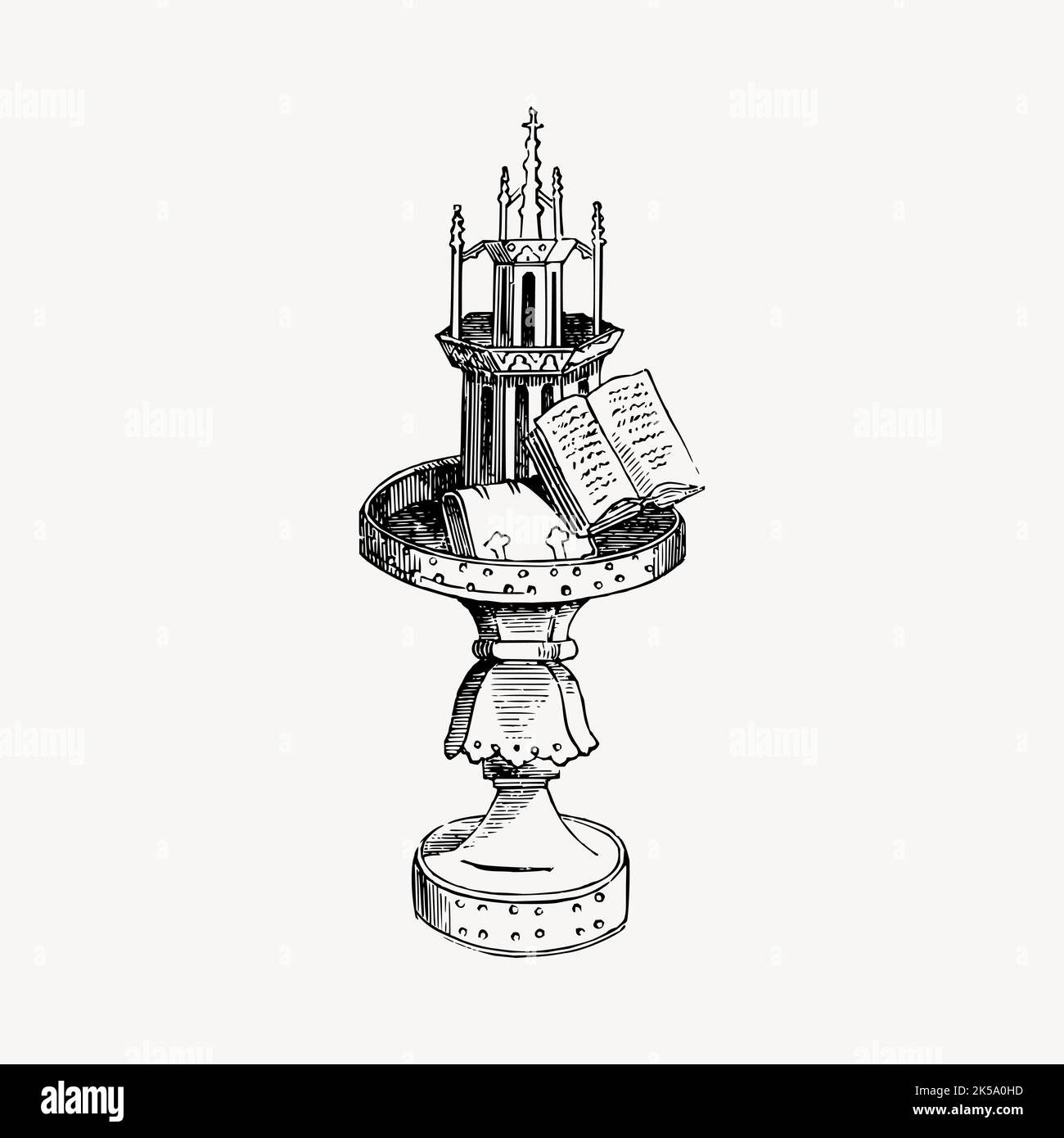 Book on lectern clipart, vintage hand drawn vector Stock Vector Image ...