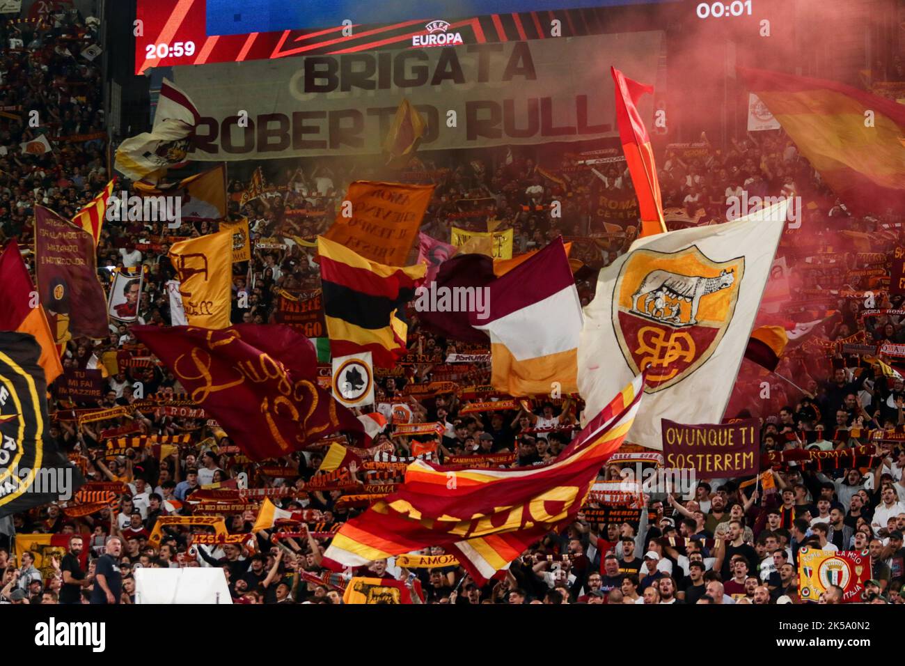 Roma, Italy 6th October 2022: AS Roma fans during the UEFA Europa ...