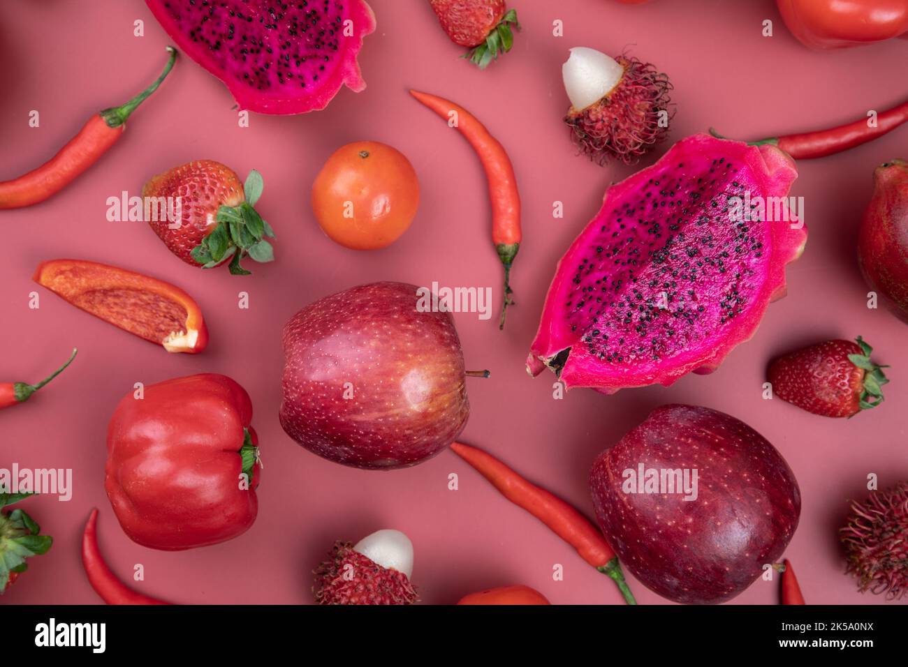 RED MONOCHROME: A flatlay image which shows red ,vibrant fresh ...