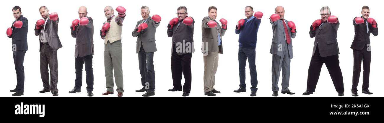 collage of businessmen in boxing gloves isolated Stock Photo - Alamy