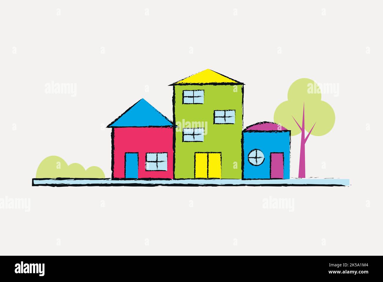 Colorful building clipart, architecture illustration vector Stock ...