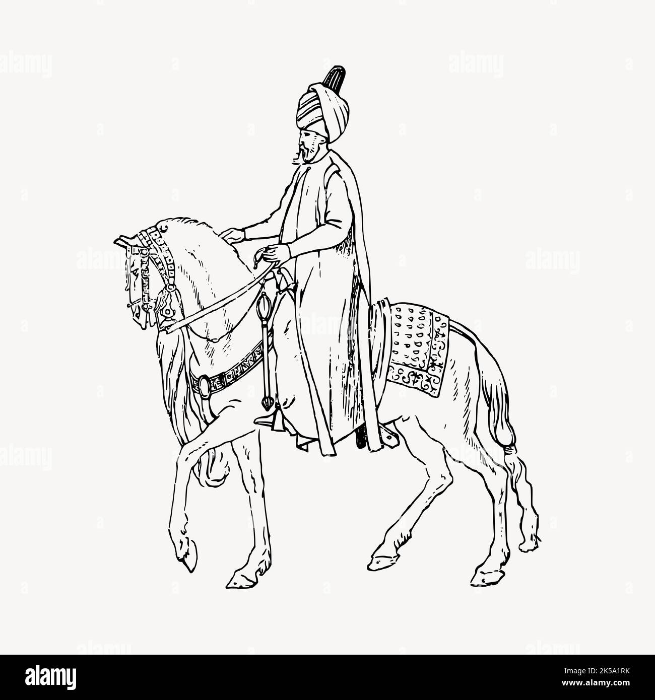 Sultan, horse riding clipart, vintage hand drawn vector Stock Vector ...