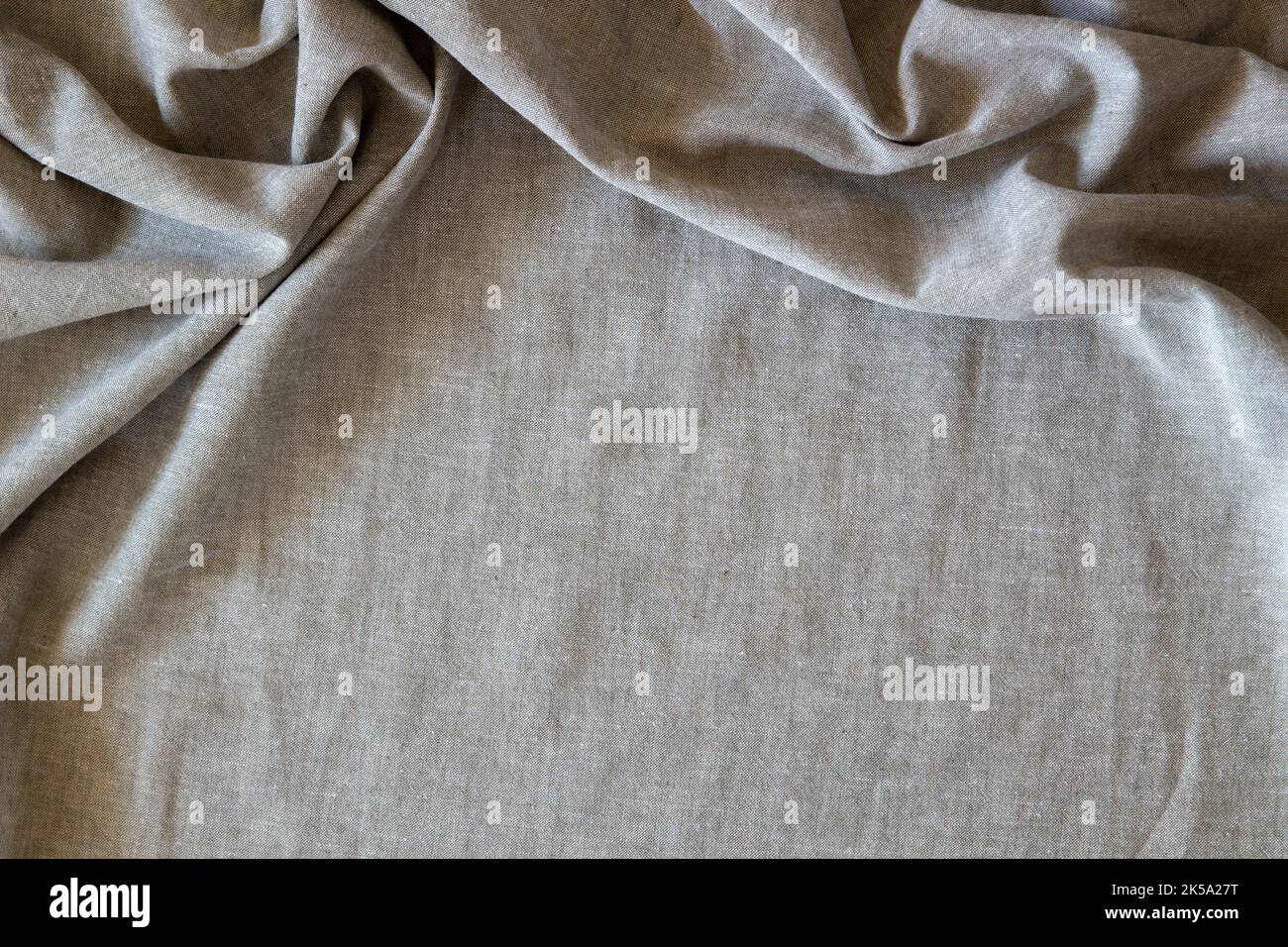 Abstract crumpled linen fabric texture background. Natural solid linen ...