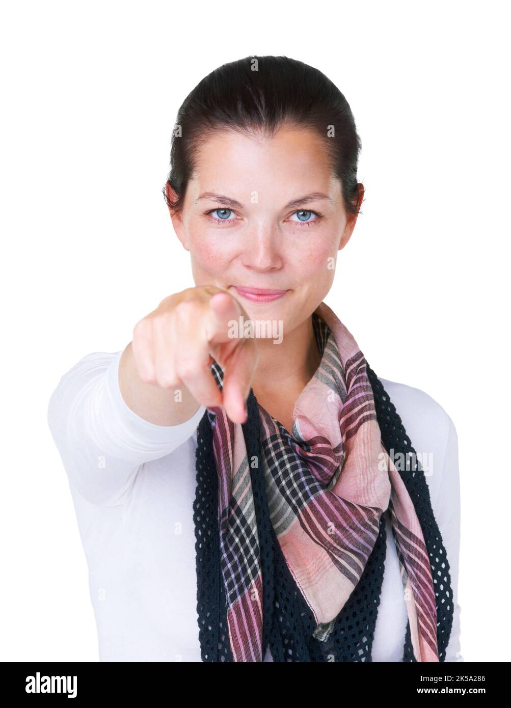 I choose you. Portrait of a beautiful young woman pointing at you Stock ...