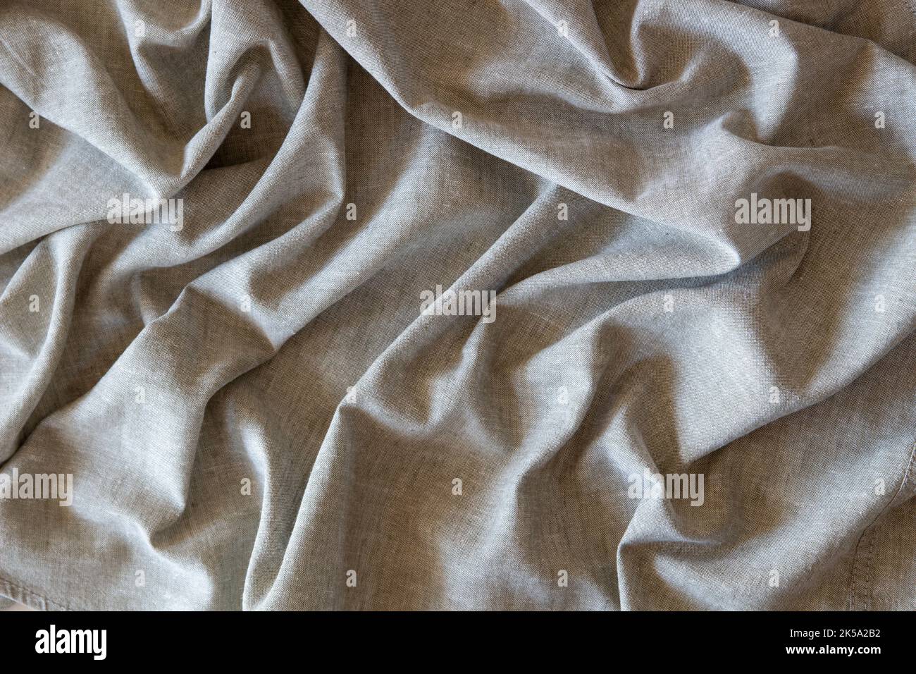 Abstract crumpled linen fabric texture background. Natural solid linen ...
