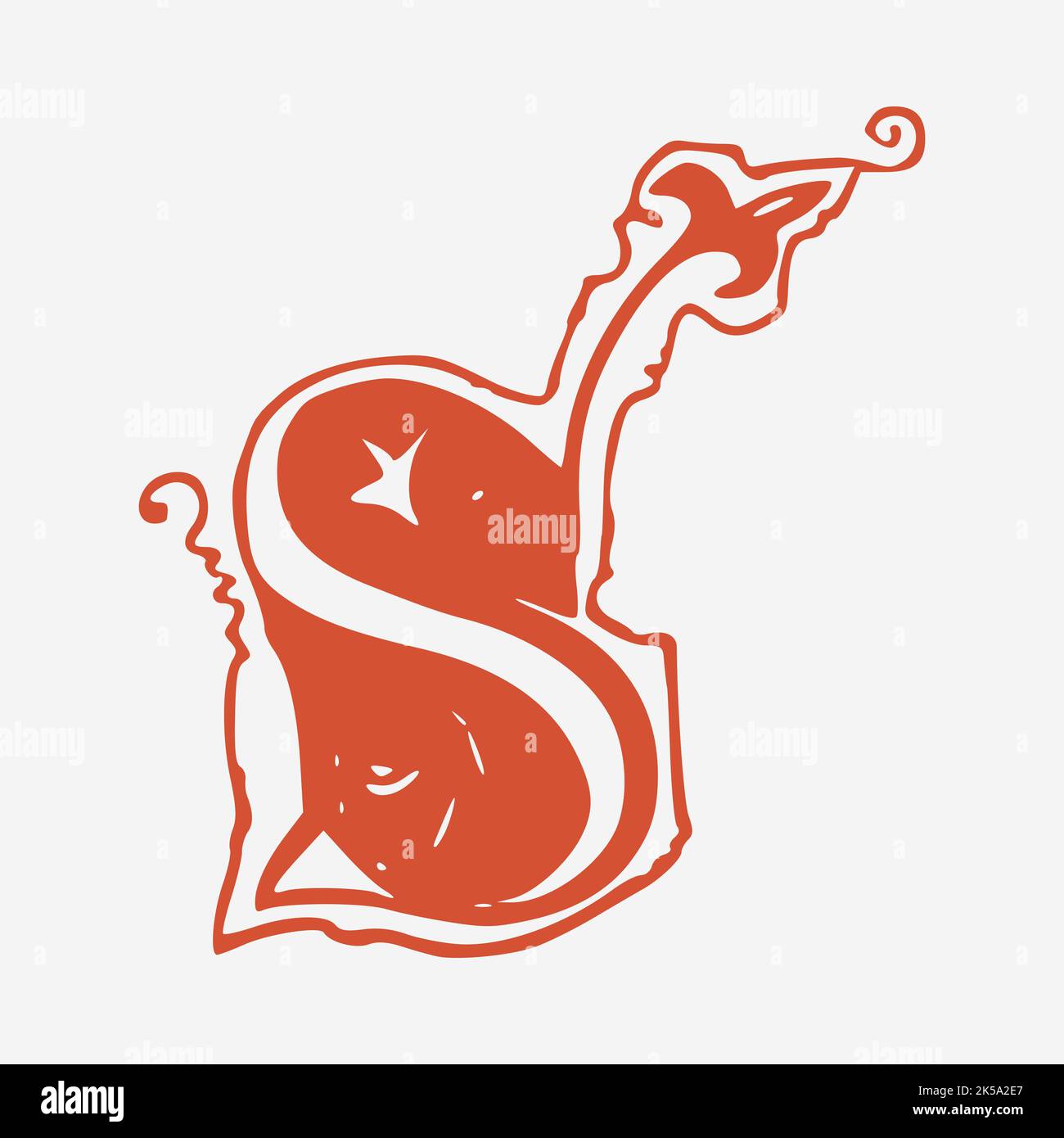 S letter clipart, vintage hand drawn vector Stock Vector Image & Art ...