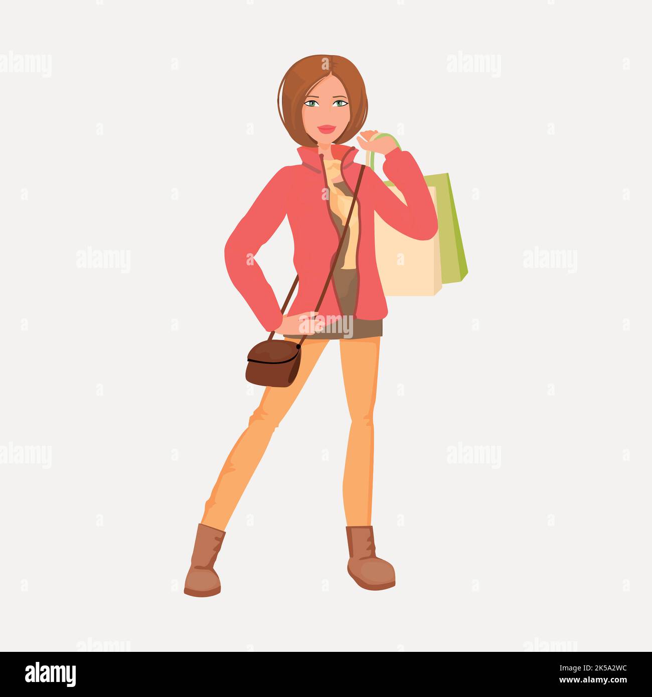 Woman shopping clipart, cartoon character illustration vector Stock ...