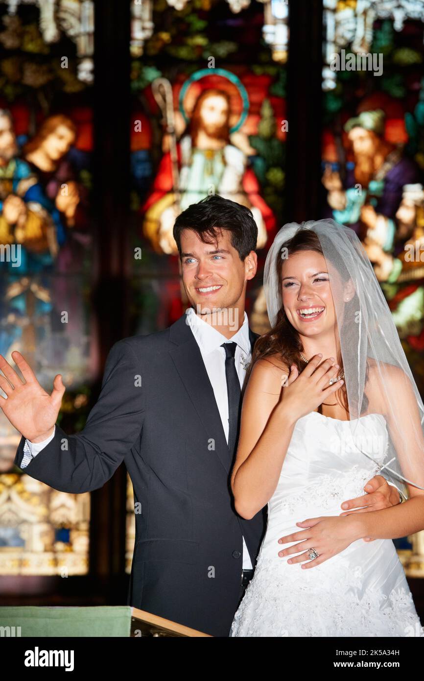 First pictures of the new couple. a happy young newlywed couple ...