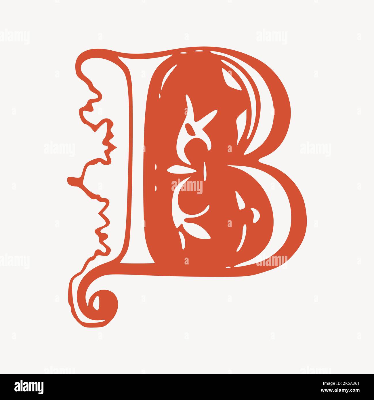 B letter clipart, vintage hand drawn vector Stock Vector Image & Art ...