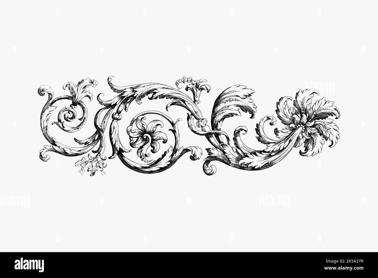 Flourish divider clipart, vintage hand drawn vector Stock Vector Image ...