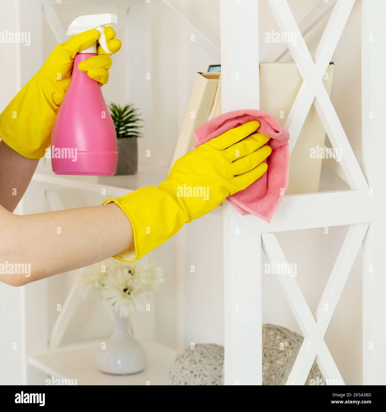 Room chores. Janitor woman. Cleaning service. Unrecognizable female ...