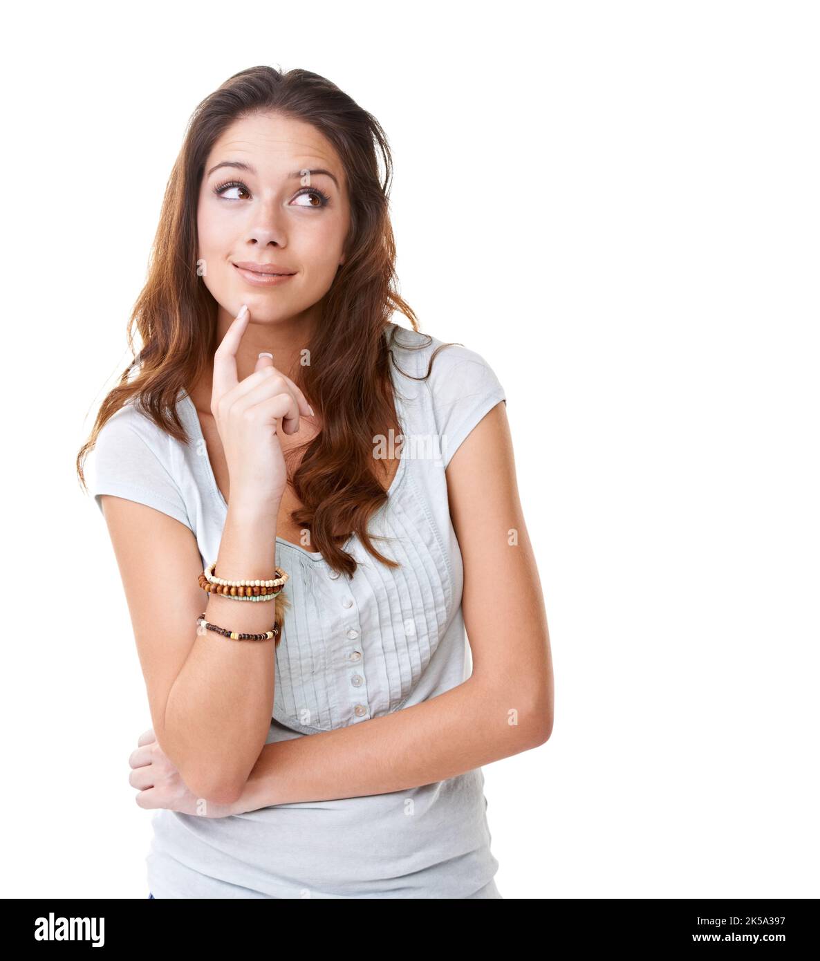 Could it be...A gorgeous young woman looking upwards while daydreaming ...