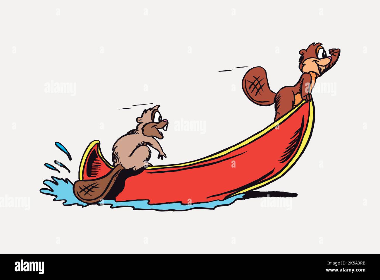 Beavers on boat clipart, wild animal illustration vector Stock Vector ...