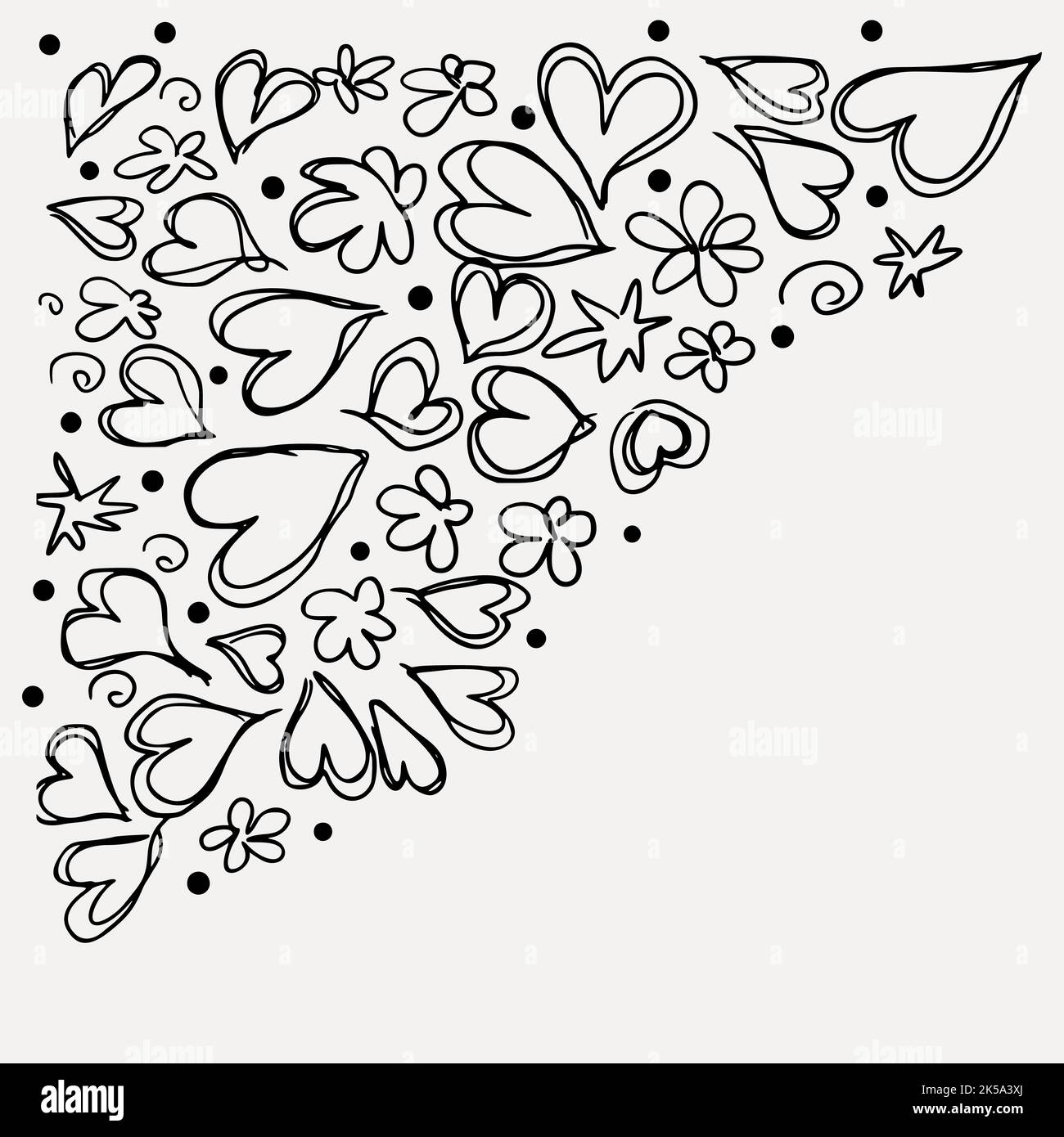 Doodle heart border clipart, decorative illustration vector Stock ...