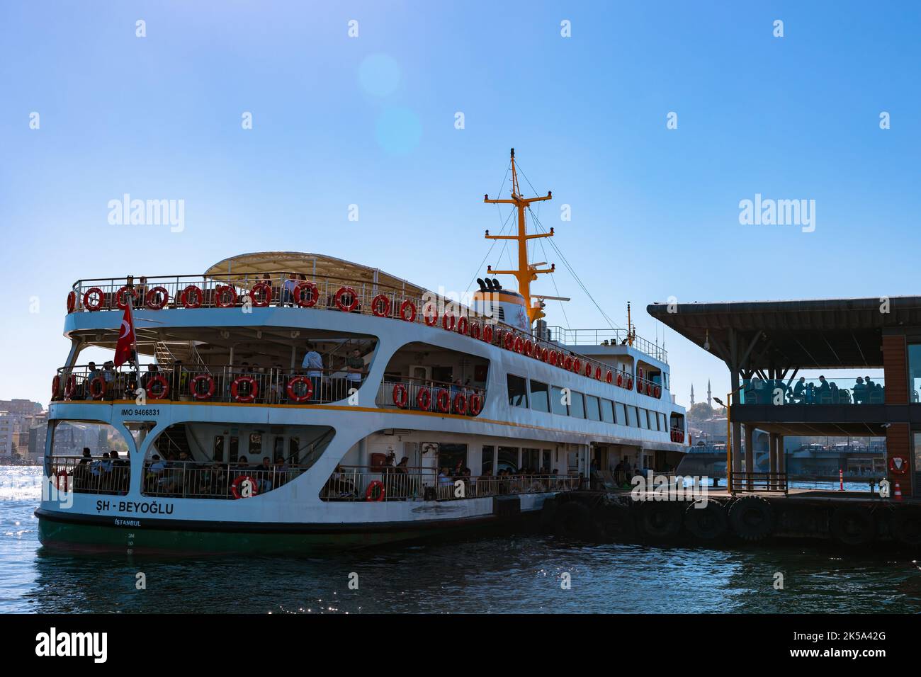 Ferries of Istanbul. A ferry near the Karakoy Pier. Public ...