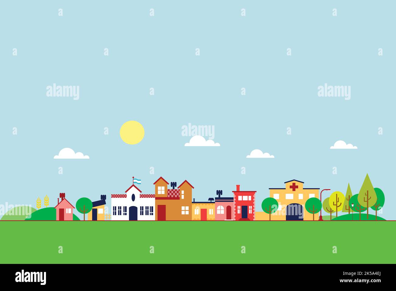 Small town background clipart, architecture illustration vector Stock ...