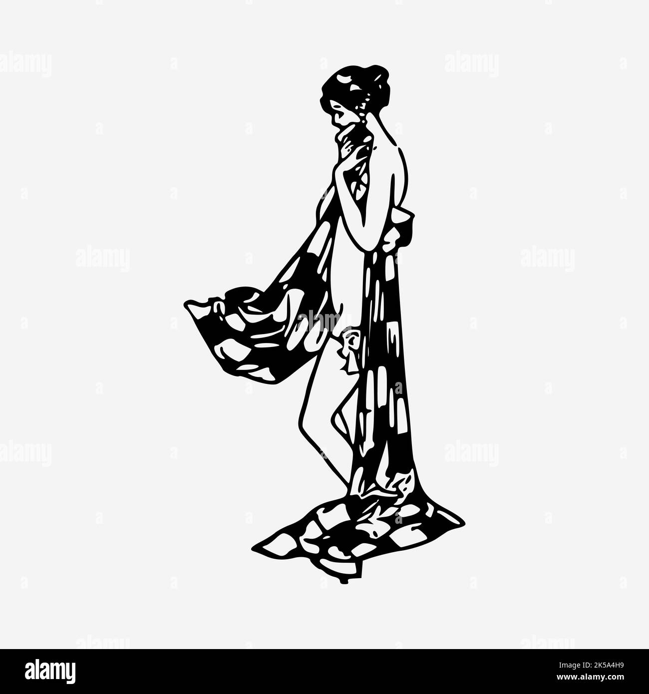 Woman Getting Dressed Clipart