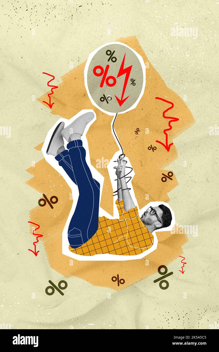 Collage photo of young funny excited trader man wear painted outfit ...