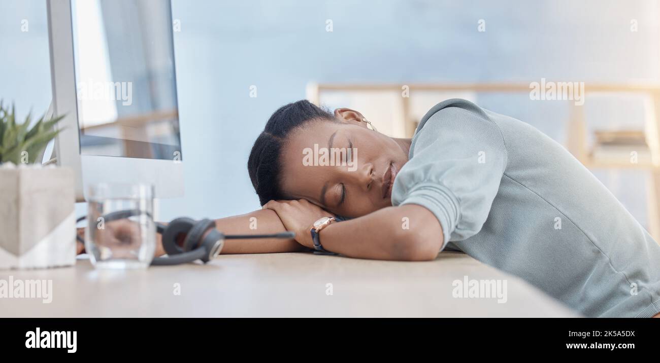 Burnout, call center and sleeping with black woman at desk from ...