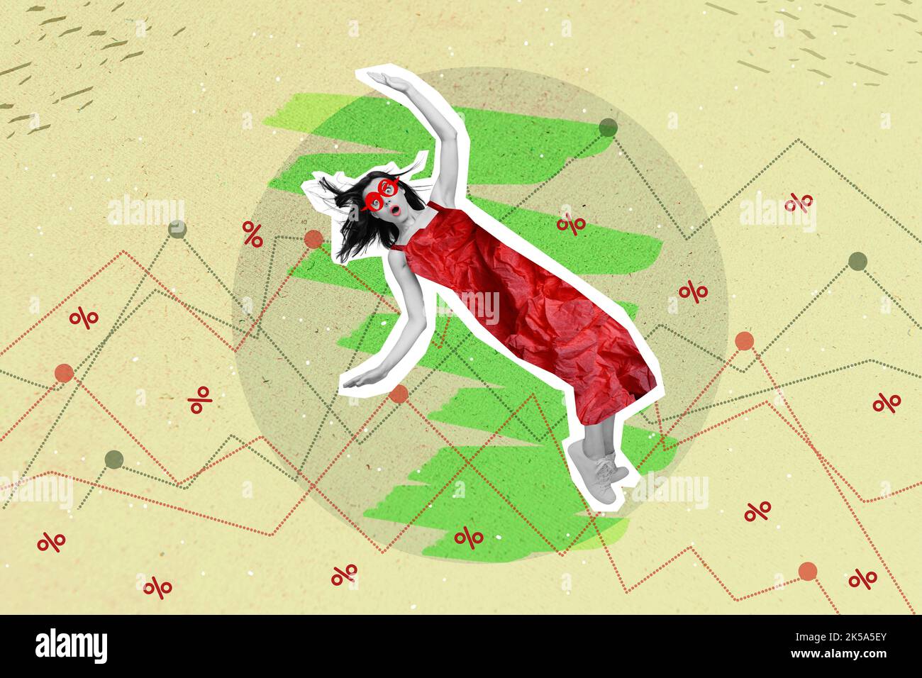 3d retro abstract creative artwork template collage of falling down ...