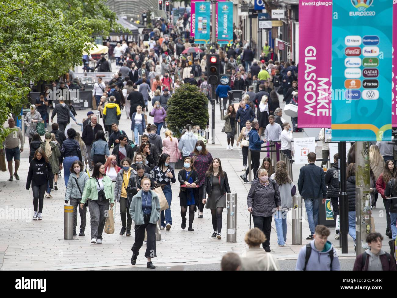 File photo dated 28/05/21 of shoppers in Glasgow city centre, as ...