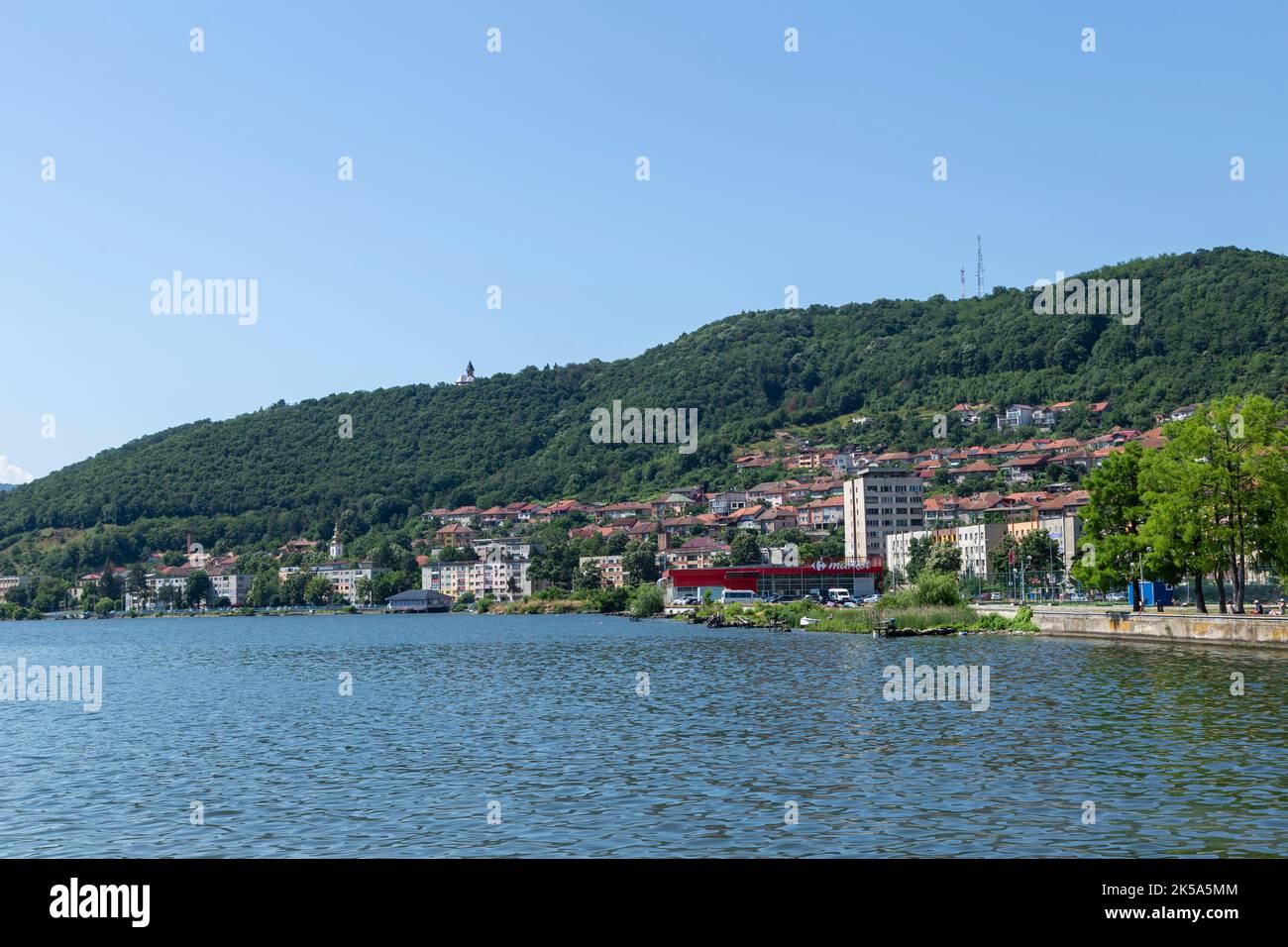 Waterfront view of Danube and Orsova city, Mehedinti, Romania Stock ...