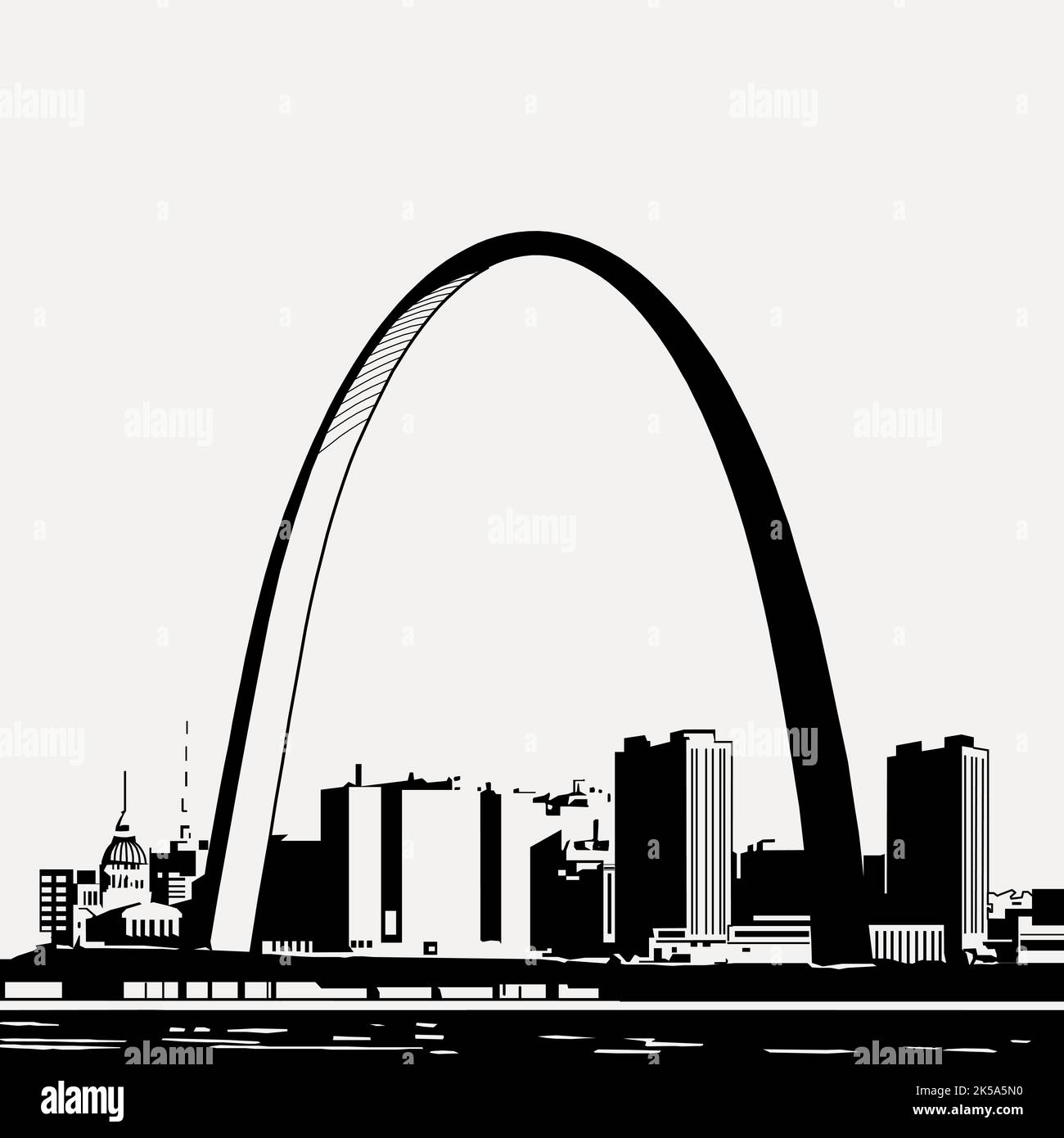 Gateway Arch clipart, silhouette American landmark illustration vector ...