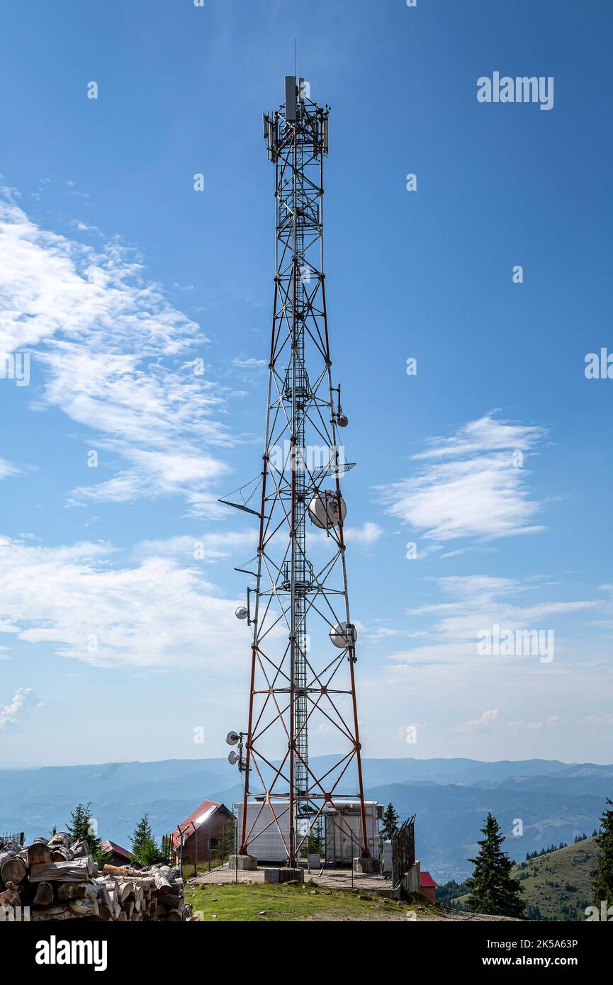 Cell phone signal base station in Petrosani, Hunedoara, Romania Stock ...