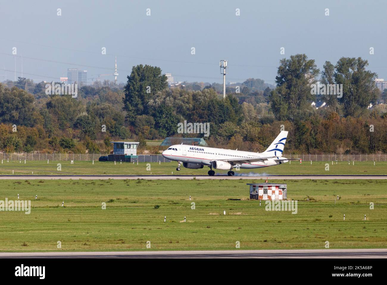 Dusseldorf Airport - plane of the Greek airline Aegean Airlines Stock ...