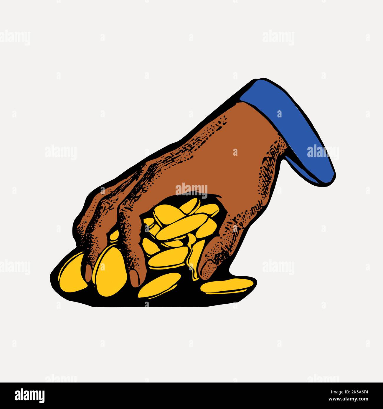 Grabbing coins clipart, hand gesture illustration vector Stock Vector ...