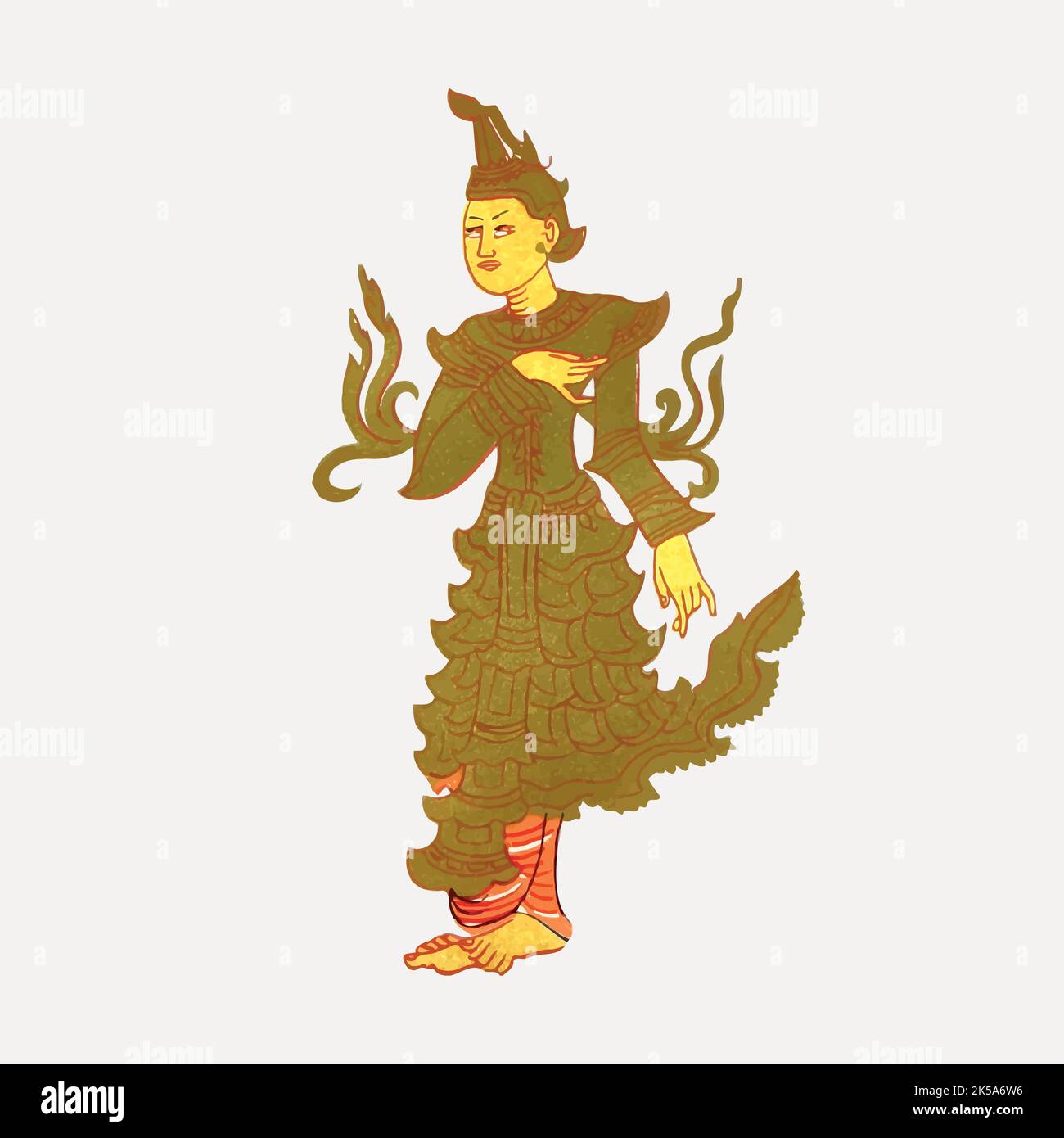 Vintage Myanmar character, religious illustration vector Stock Vector ...