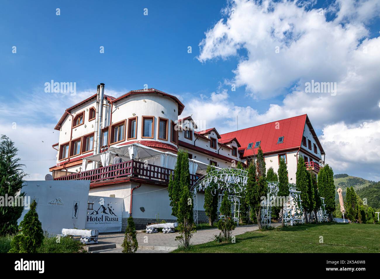 View of Hotel „Rusu” on July 11, 2021 in Parang resort, Hunedoara ...
