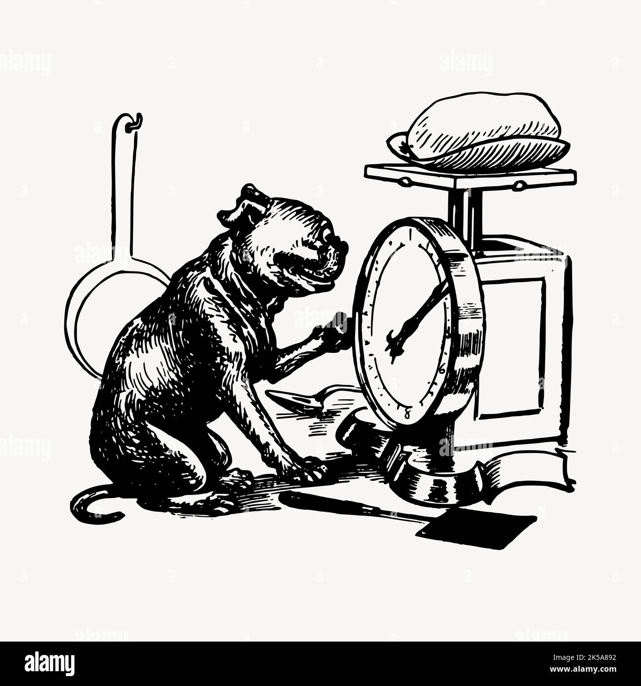 Dog merchant cartoon clipart, vintage hand drawn vector Stock Vector ...