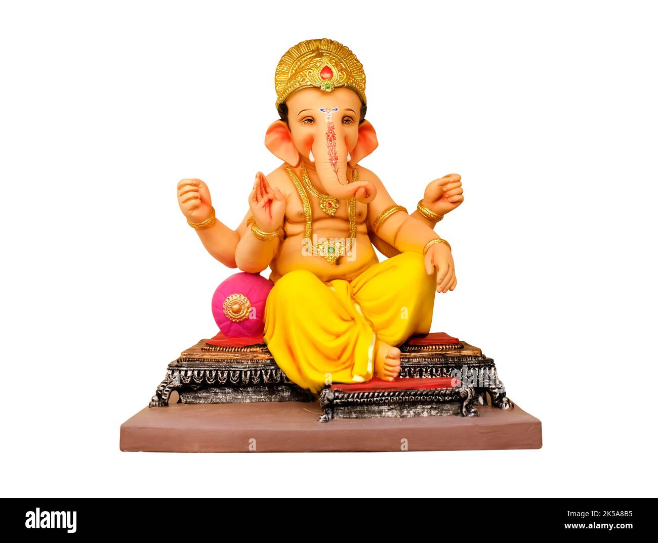 Hindu God Ganesha on white background, Ganesha Idol. Ganesh festival ...