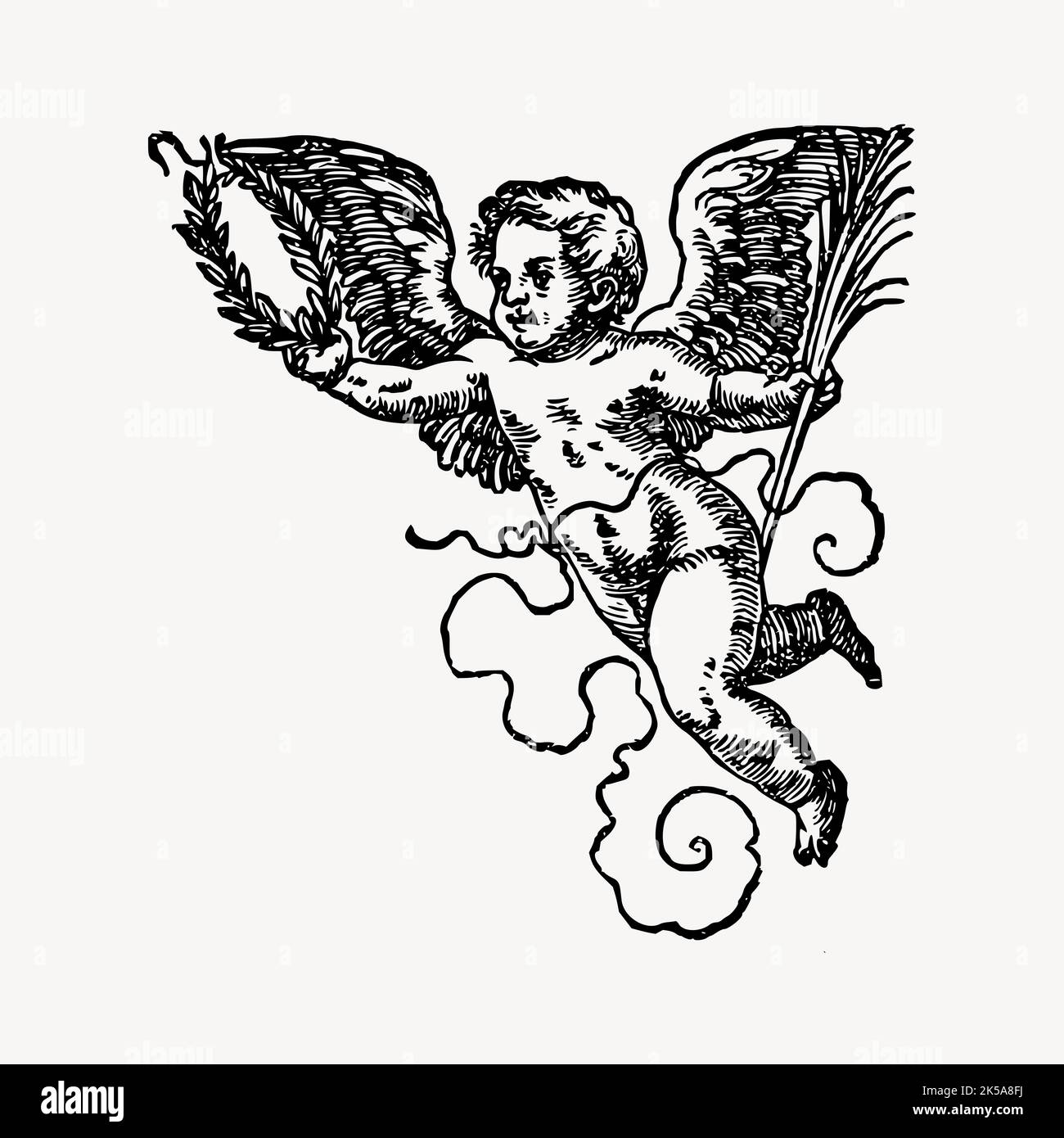 Cherub clipart, vintage hand drawn vector Stock Vector Image & Art - Alamy