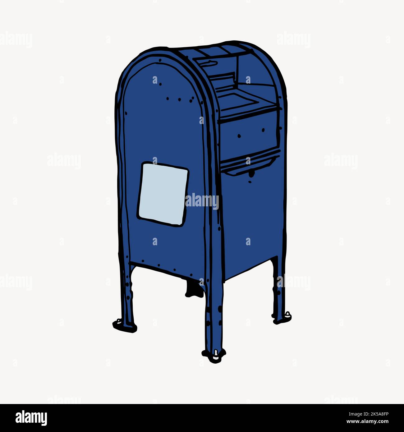 Blue post box clipart, vintage hand drawn vector Stock Vector Image ...