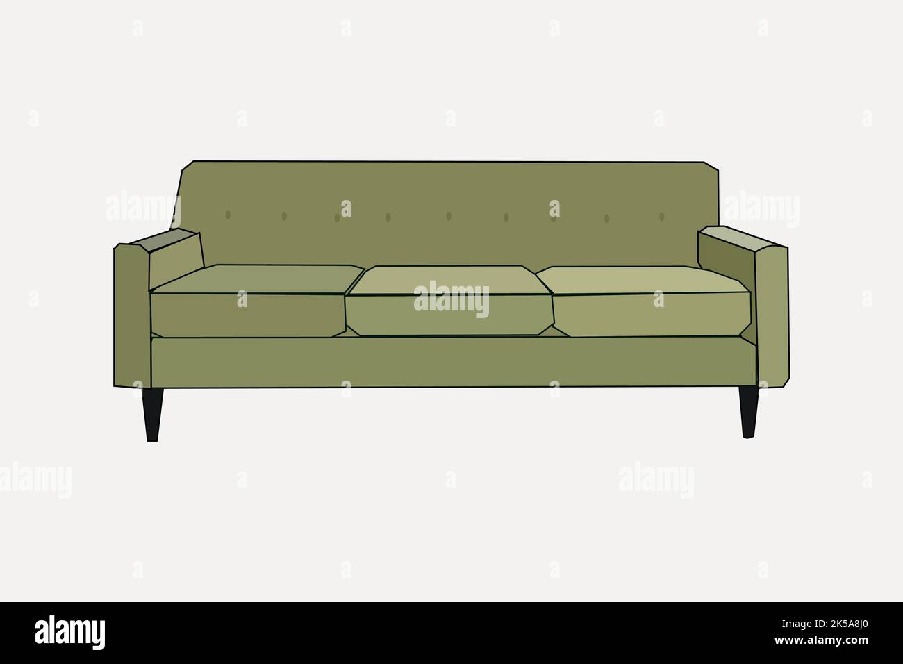 Green couch clipart, furniture illustration vector Stock Vector Image ...