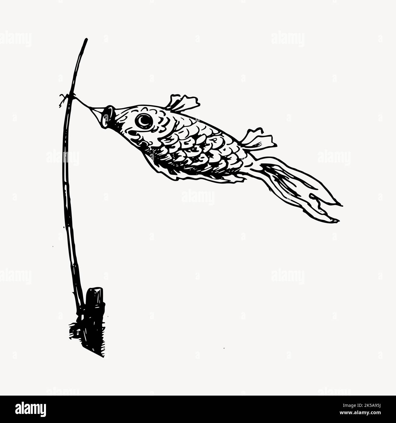 Koinobori, Japanese carp streamer clipart, vintage hand drawn vector ...