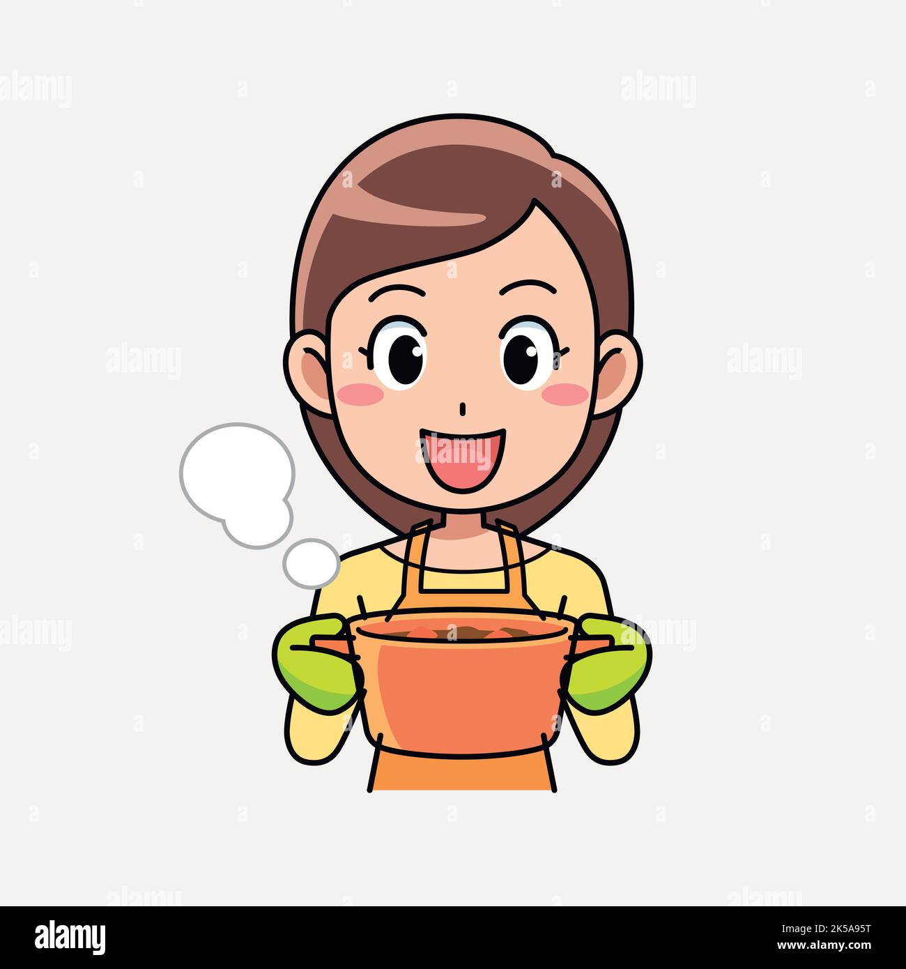 Girl cooking clipart, cartoon character illustration vector Stock ...