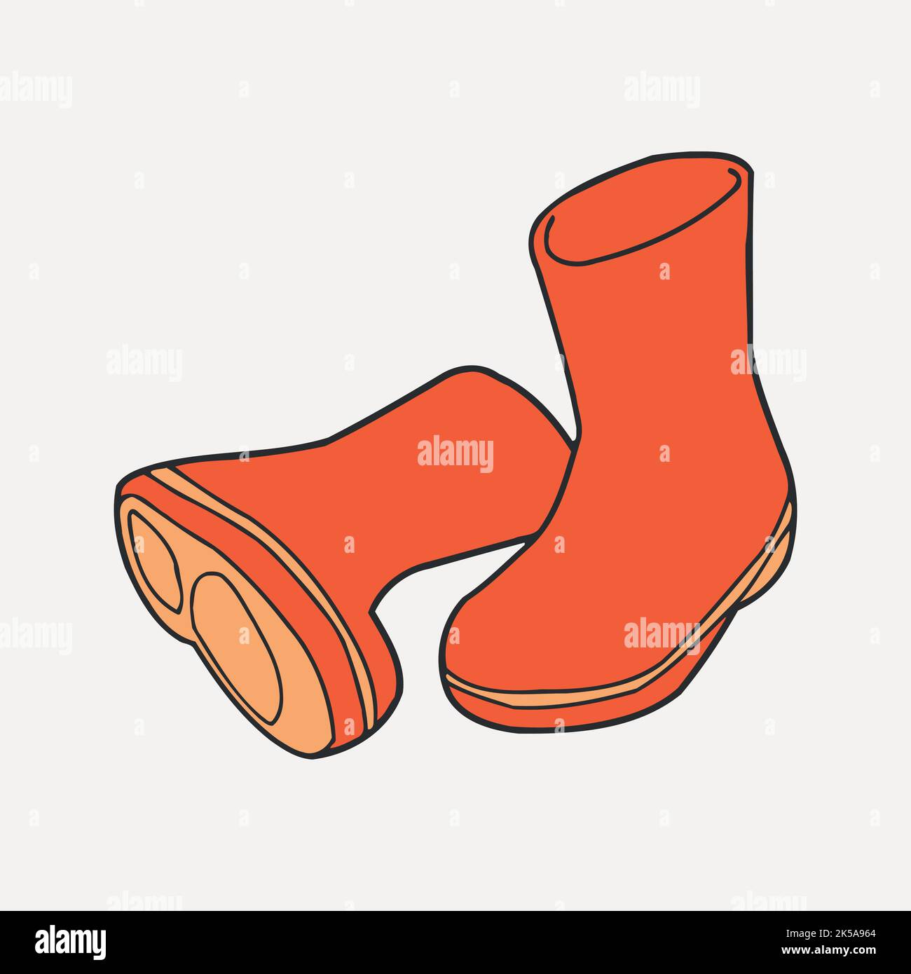 Orange gardening boots clipart, fashion illustration vector Stock ...