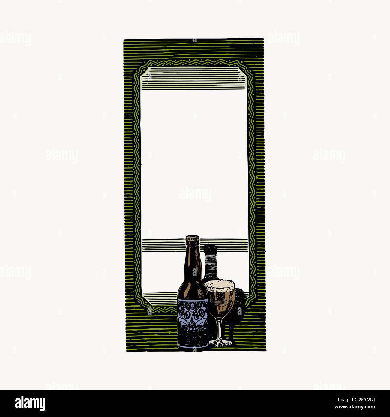 Alcohol frame clipart, vintage hand drawn vector Stock Vector Image ...