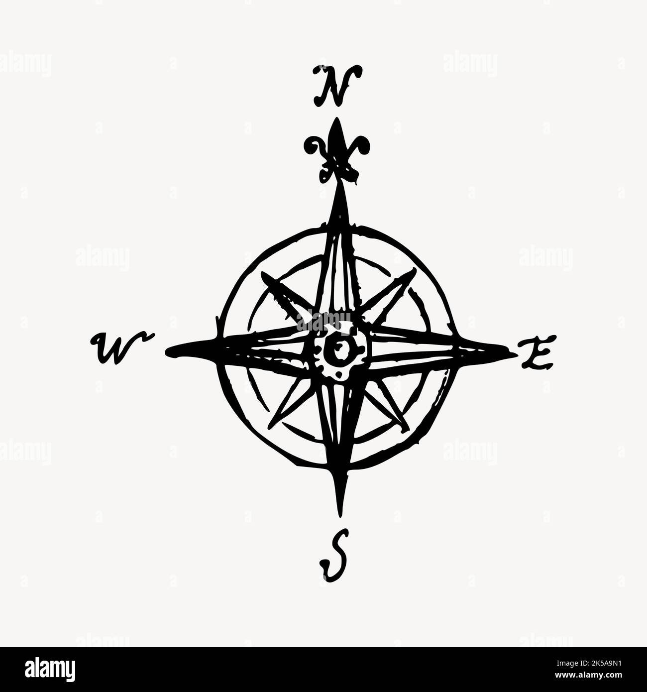 Victorian compass clipart, vintage hand drawn vector Stock Vector Image ...