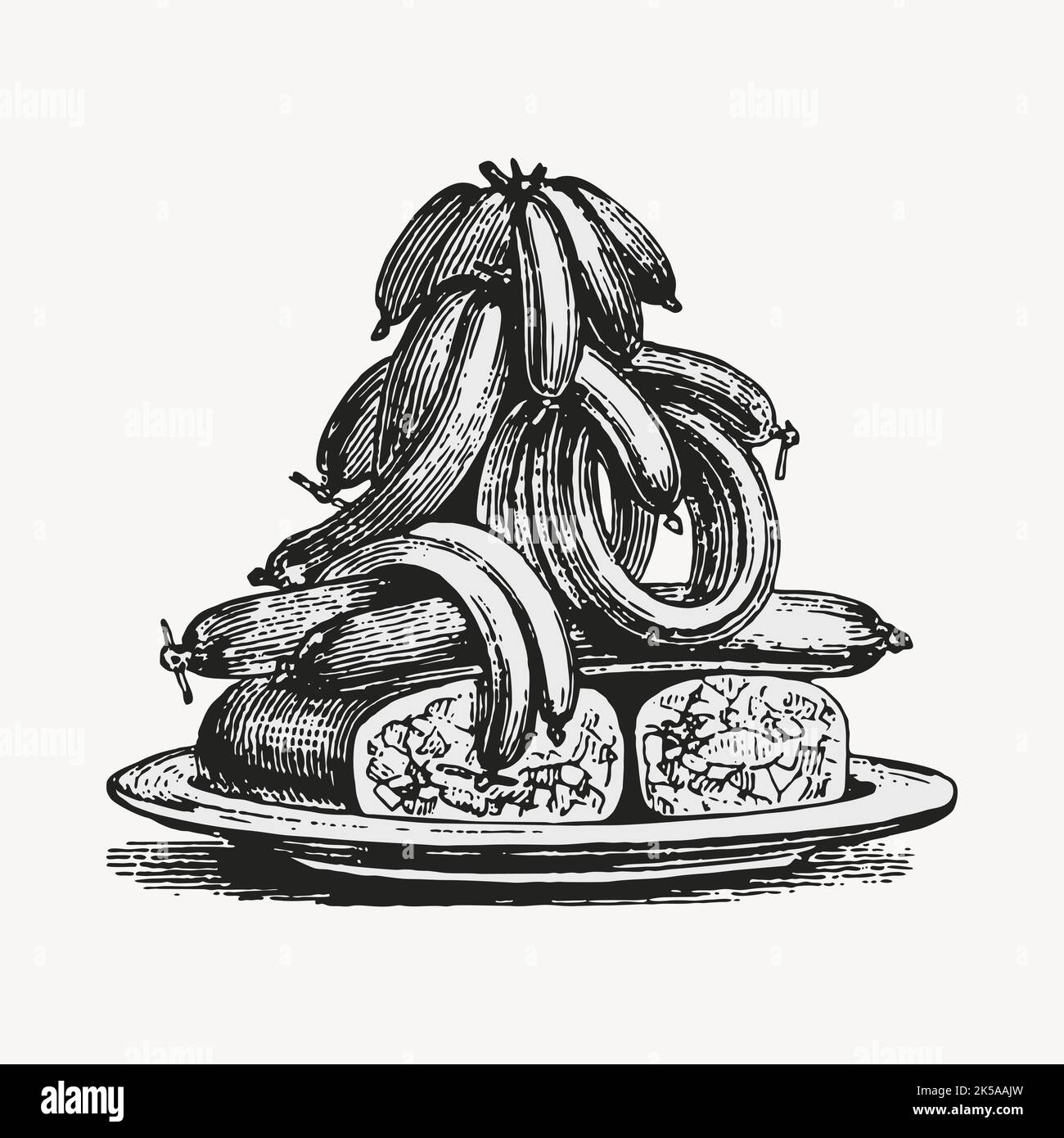 Charcuterie clipart, vintage hand drawn vector Stock Vector Image & Art ...