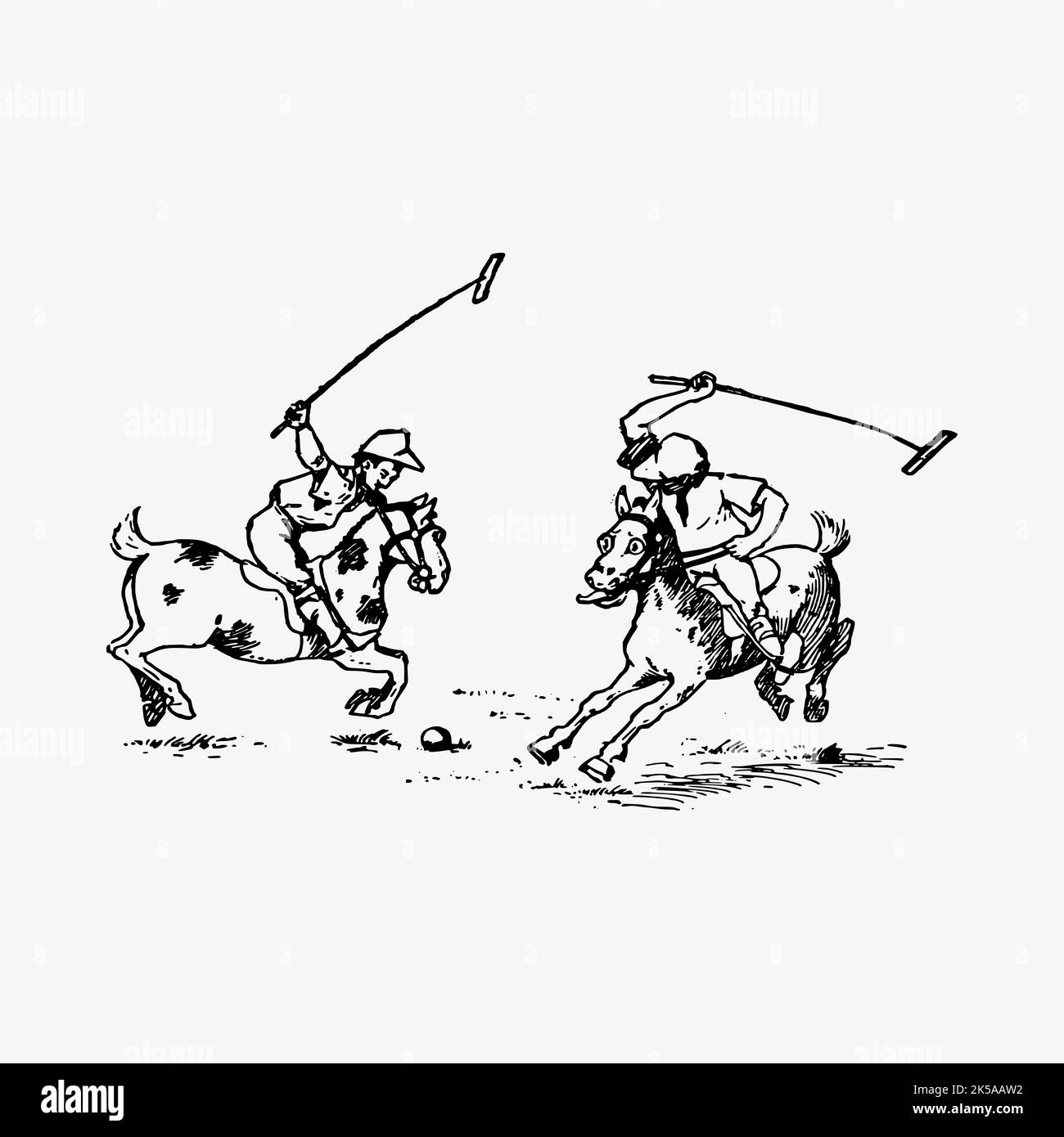 Polo sports clipart, vintage hand drawn vector Stock Vector Image & Art ...