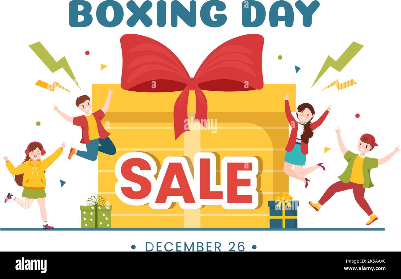 Boxing Day Sale Template Hand Drawn Cartoon Flat Illustration with ...