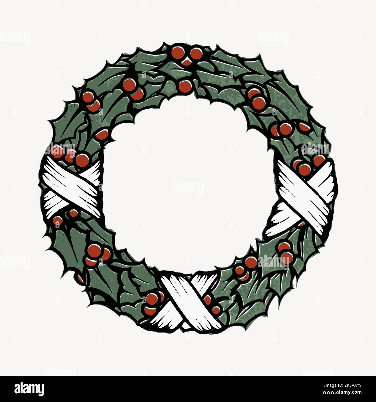 Christmas wreath clipart, vintage hand drawn vector Stock Vector Image ...