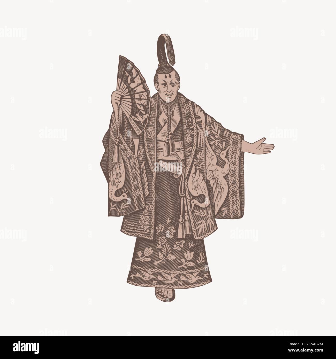 Mikado, Emperor of Japan clipart, vintage hand drawn vector Stock ...