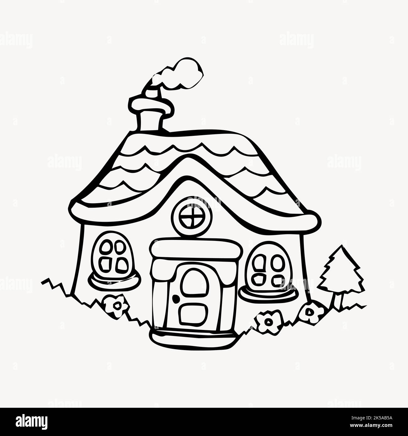 House cartoon collage element, black and white illustration vector ...